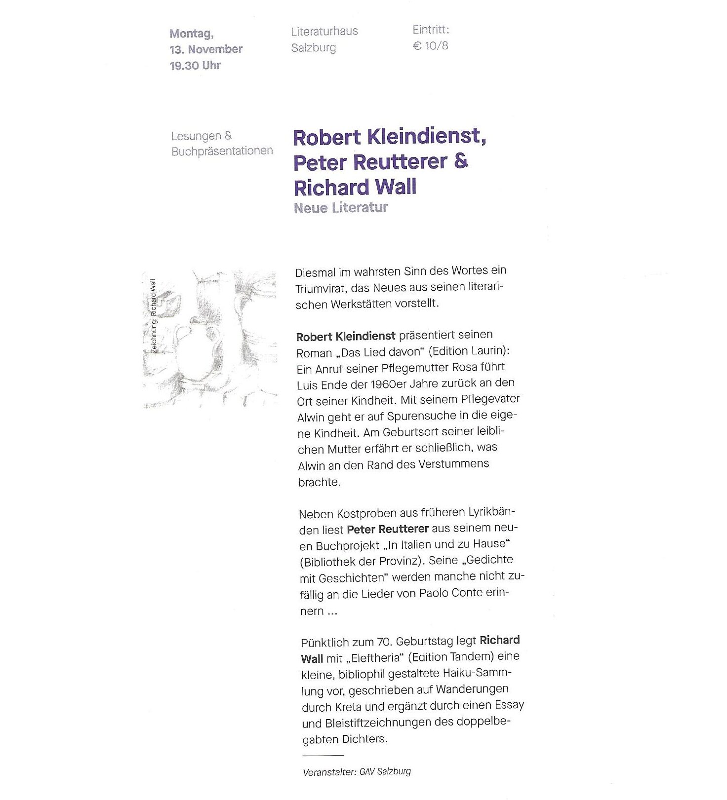 Lesung & Buchpräsentation: Richard Wall - Edition Tandem - Verlag ...